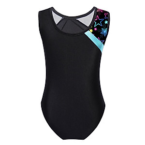 Fldy Gymnastic Leotards for Girls Kids Sparkly Diamond Tank Top Leotard Ballet Dance One Piece Outfit Cyan 6
