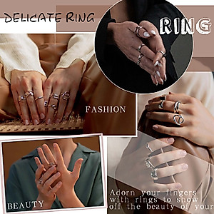 Zeshimb Snake Rings Set Open Serpent Stacking Rings Gothic Animal Band Rings Vintage Silver Adjustable Knuckle Ring Set Jewelry for Women Girls (5 Pcs)