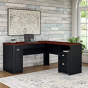 Bush Furniture Fairview L Shaped Desk in Antique Black