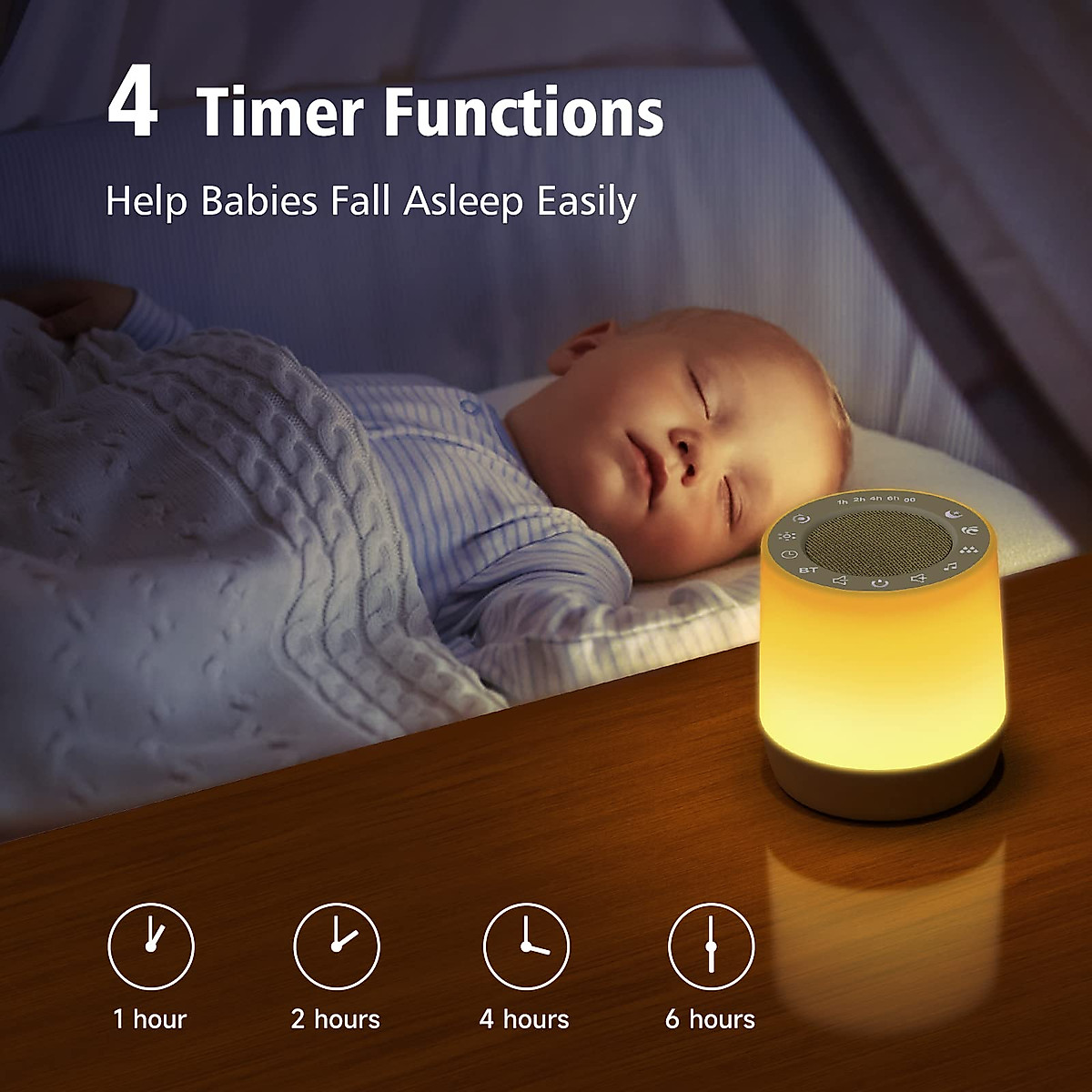 White Noise Machine, ZEALOT Sleep Sound Machine with 20 Soothing Sounds, 6 Colors Night Light, 4 Timers Adjustable for Babies Sleep, 3-in-1 Bluetooth Speaker for Adult, Kids, Babies