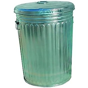 Plexon Brush Pre-Galvanized Trash Can with Lid, Round, Steel, 20Gal, Gray