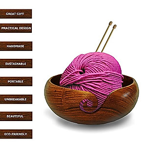 Stitch Happy Yarn Bowl Handmade Extra Large Sheesham Wood with Elegant Design