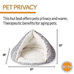 K&H PET PRODUCTS Self-Warming Hut Pet Bed Gray Small 18 X 19 Inches