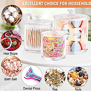 Eschen Apothecary Jars, 3 Pack Bathroom Storage Organizer, 28-oz 17-oz 9-oz Clear Acrylic Cotton Ball Holder with Lid for Qtip, Makeup Sponges, Flossers, Bath Salts, Swab Vanity Canister Dispenser