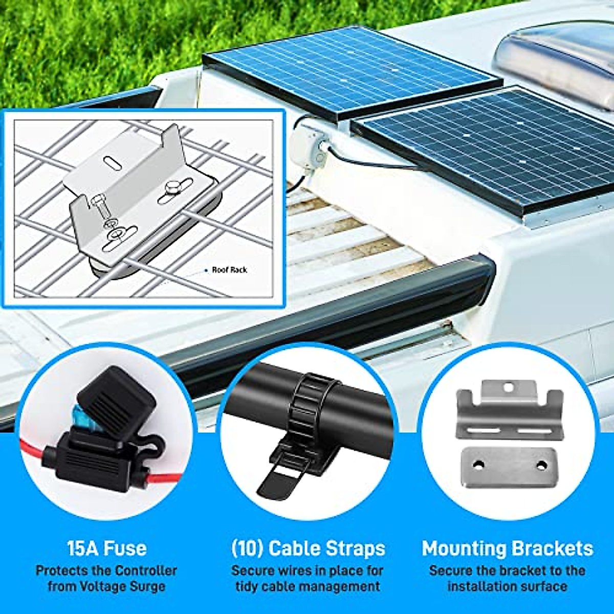 Serenelife 200 Watt Portable Solar Panel Kit, 2 Pcs 100W Monocrystalline Set with 30A PWM Controller