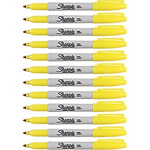 SHARPIE 30035Bx Fine Point Permanent Marker, Yellow, 12/Bx