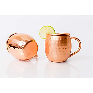 La Belle Vie LLC Moscow Mule Mugs - Set of 2 - - Premium 1/2 Pound Mugs - 100% Solid Copper - Hammered Finish - 16oz LBV Mugs