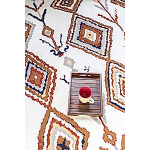 Furnish my Place Moroccan Diamond Rug - 5 ft. x 8 ft, Ivory, Geometric, Accent Rug with Transitional Style