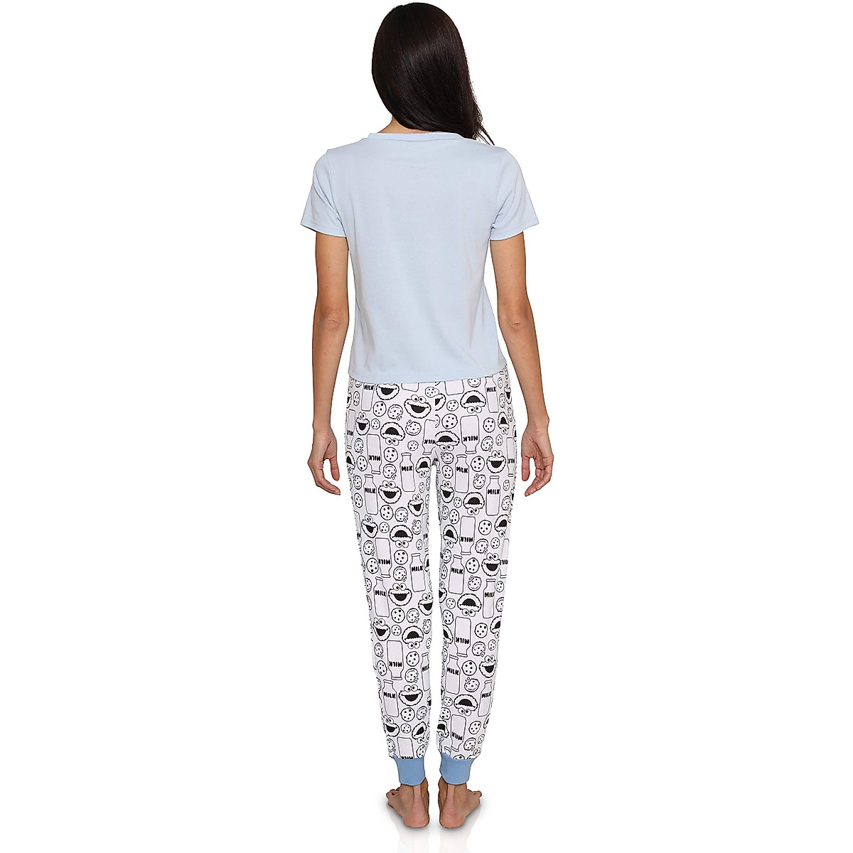 Prestigez Sesame Street Cookie Monster Women Mommy and Me 2pc Pajama Set, Blue, X-Large