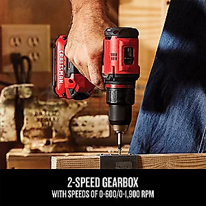 CRAFTSMAN V20* Cordless Drill/Driver Kit, Brushless (CMCD710C1) , Red , 1/2-in.