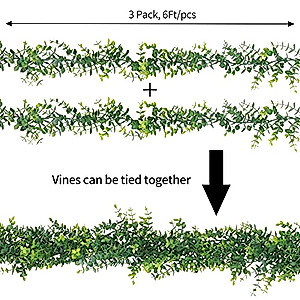 Artflower 3 Pack Artificial Eucalyptus Garland, 6Ft/pcs Faux Eucalyptus Vines Greenery Garland Fake Hanging Eucalyptus Leaves Plant Wedding Backdrop Arch Wall Table Party Festival Decor, Grey Green