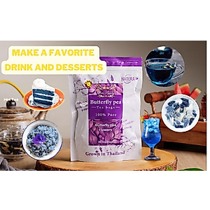 Hida Beauty Dried Butterfly pea flower tea 30 Tea bags Herbal Blue Natural Pure colors for drinks hot cool purple violet funness party food bakery pasta cocktail rice