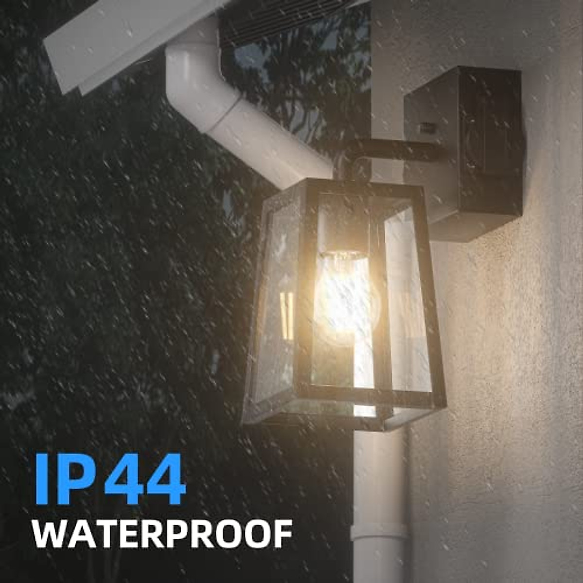 SPECILITE Dusk to Dawn Porch Lights with 2 Outlets, Waterproof & Anti-Rust Outdoor Light Fixture, Black Finish Exterior Light Fixture for Garage, Patio, Garden