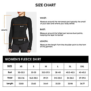 FitsT4 Sports Women's Thermal Tops Long Sleeve Fleece Lined Shirts Mock Neck Workout Running Cold Weather Gear Thumbholes Black L