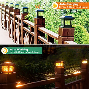 LETMY Solar Post Cap Lights Outdoor, 4 Pack LED Deck Fence Cap Solar Lights, Bright Waterproof Solar Post Lights for 4x4 5x5 6x6 Wooden Posts in Patio, Deck or Garden Decoration