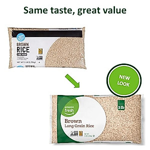 Amazon Fresh, Brown Long Grain Rice, 5 lb (Previously Happy Belly, Packaging May Vary)