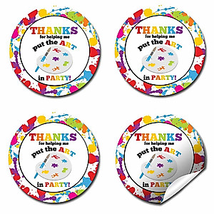 Art & Painting Party Thank You Sticker Labels, 40 2" Party Circle Stickers by AmandaCreation, Great for Party Favors, Envelope Seals & Goodie Bags