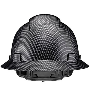 Acerpal Full Brim Non-Vented Classic Black Carbon Fiber Design Matte Finish OSHA Hard Hat with 6-Point Suspension