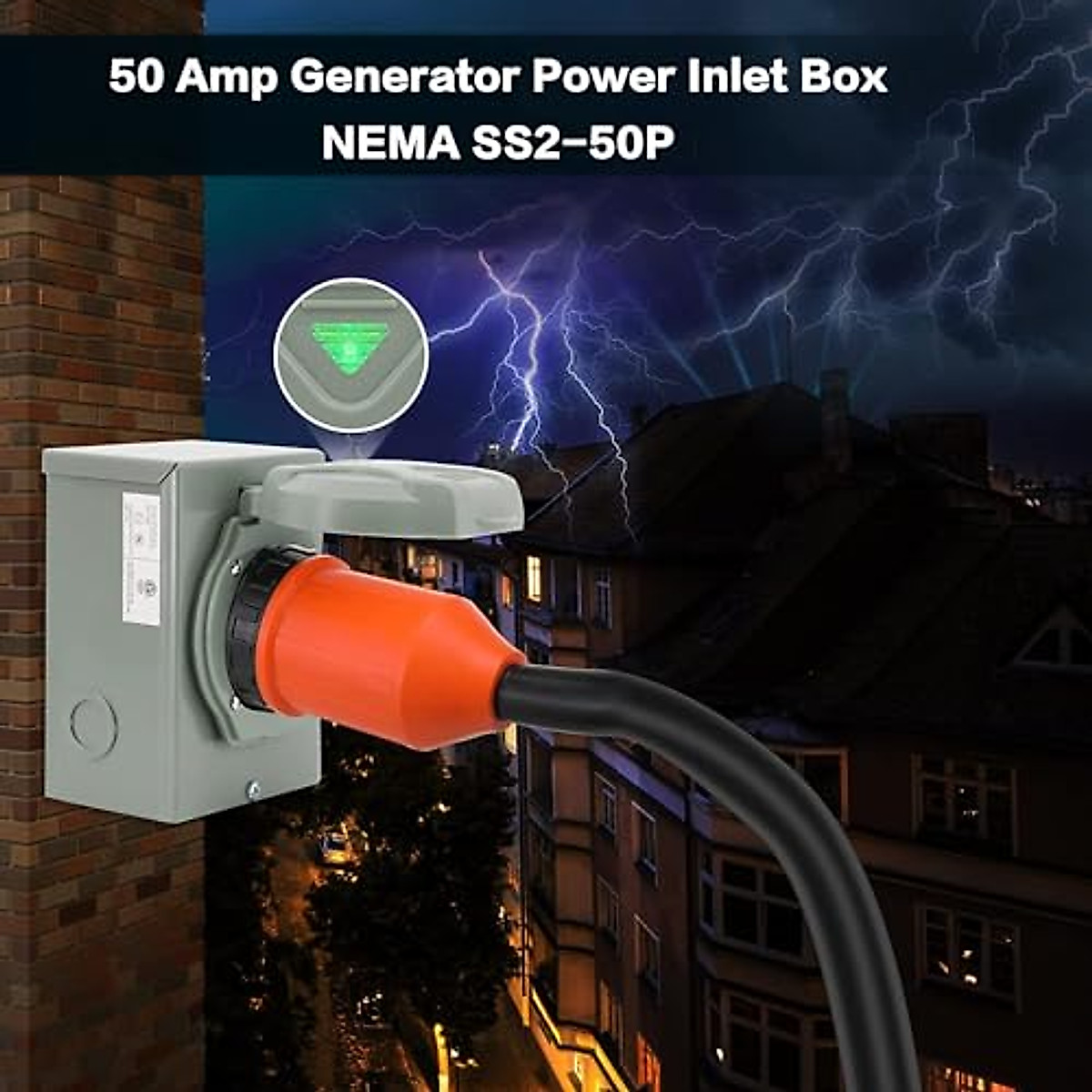 Finderomend 25 ft 50 Amp Generator Cord and Power Inlet Box Combo Kit,125/250 Volts,Generator Power Cord NEMA 14-50P to SS2-50R Extension Cord,for Home RV Backup Power Solution