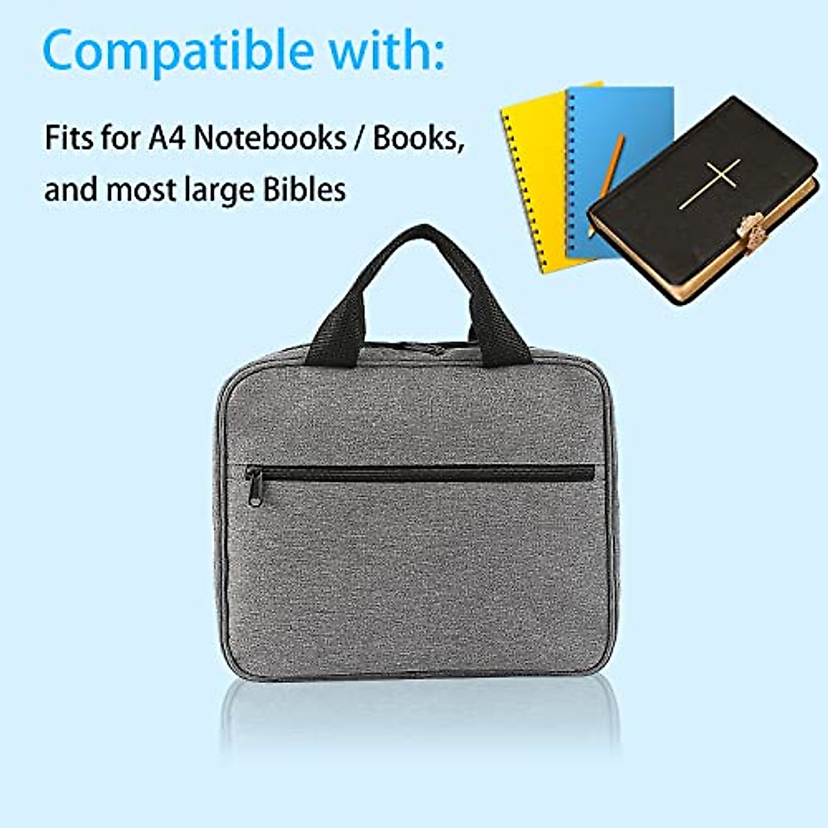 Large Bible Cover,Bible Case,Bible Covers for Women,Bible Cover for Men,Bible Book Cover Bible Bag with Handle & Pocket Study,Bible Case for Women Men Father Kids.Bible Cover Case.Gray