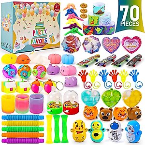 70 Pcs Party Favors for Kids 3-5 4-8 8-12 Treasure Chest Carnival Prizes Box Toys for Classroom, Pinata Filler Goodie Bag Stuffers for Birthday Party, Bulk Small Fidget Toys Pack for Boys Girls