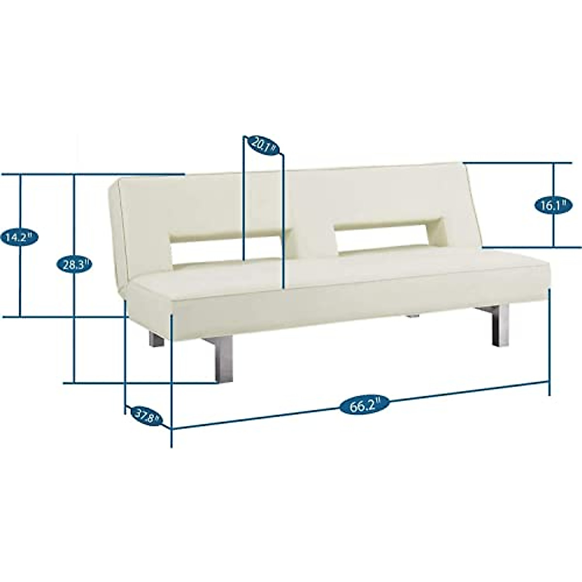 Naomi Home Black Futon Sofa Bed, Faux Leather Futon Couch, Black Sofa Bed Couch Convertible with Wooden Legs, Pull Out Sofa Bed, Reclining Small Couch Bed, Folding Futon Bed for Living Room