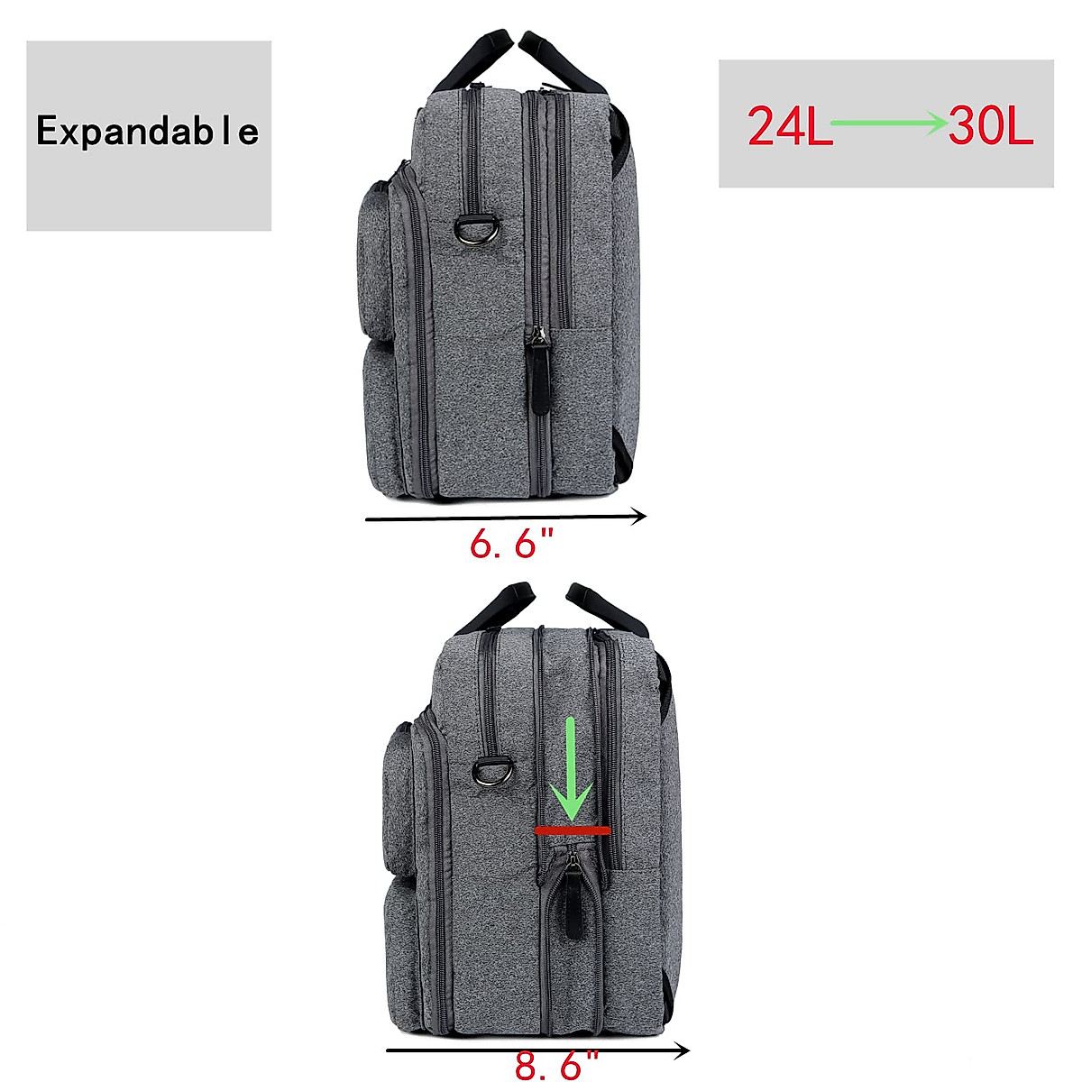 Hybrid Briefcase Backpack Convertible Large 17inch College School Computer bag Multi-Functional Travel Rucksack (Grey)