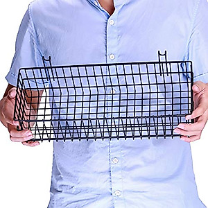 Kaforise Hanging Basket for Wire Wall Grid Panel, Multi-Function Wall Storage and Display Basket, Flower Pots Shelf Balcony Plant Storage Holder, Extra Large Size ,15.7"×5.9"×3.9",Black