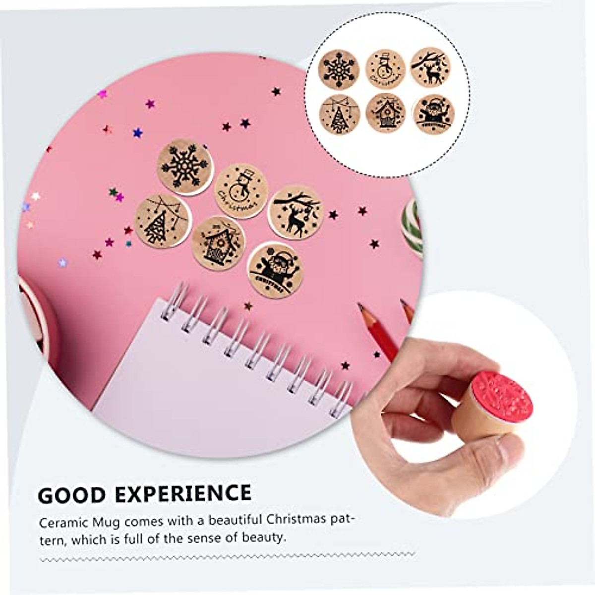 EXCEART Xmas Style Stamper 30 pcs Christmas Stamp Gift Bag DIY Scrapbook Wooden Stamps Self- Ink Xmas Style Stamper Lovely Stamper Stamps Playthings Seal Cartoon die Crafts