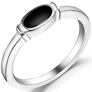 Jude Jewelers Size 3-13 Stainless Steel Stackable Wedding Engagement Statement Anniversary Ring (Silver Black, 3.5)