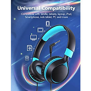 Headphones for Kids School, Kids Headphones Wired with 94dB Volume Limited for Boys Girls, Foldable Stereo Kids Headphones, Child Headphones on Ear for Study Tablet Airplane School