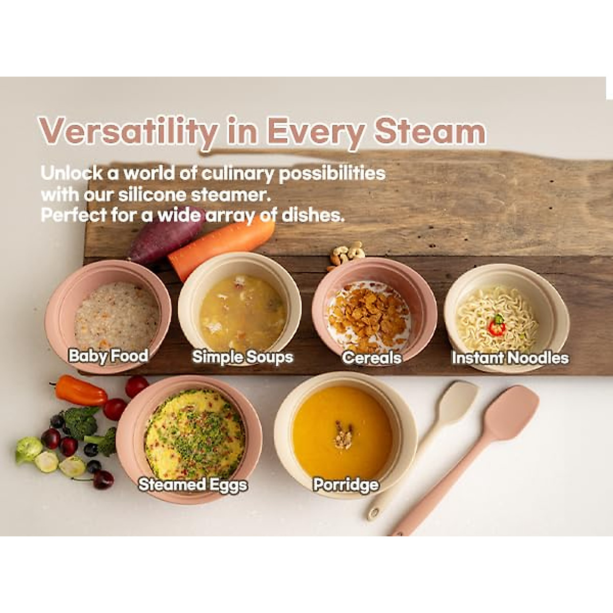 AGUARD MOMOBIN Microwave Silicone Steamer for Baby Food, Dishwasher & Oven Safe to 482°F, Easy Clean, Korea Made (Terracotta Rose, 27.1oz (800ml))