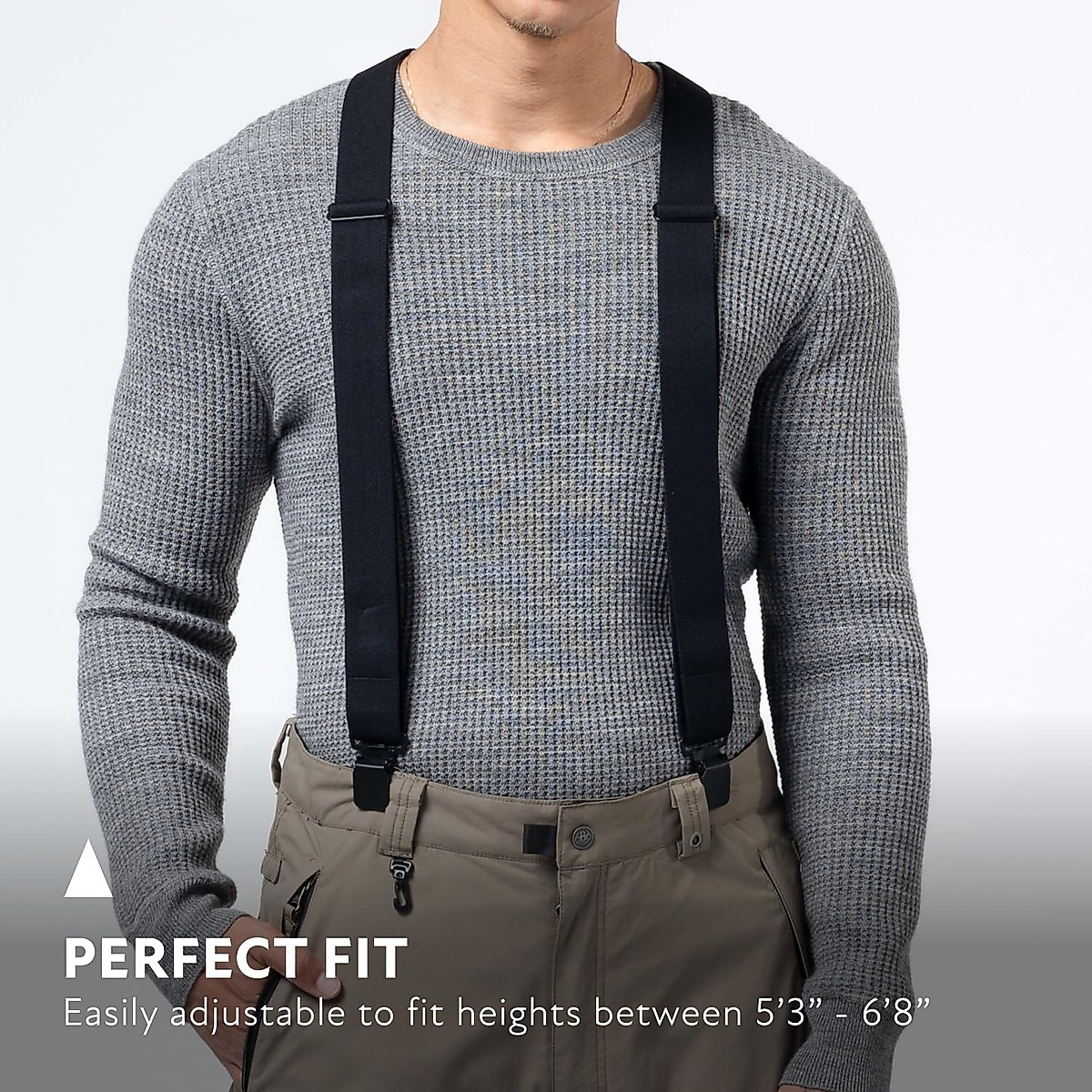 Arcade Mens Jessup Suspenders: 4 Point Heavy Duty Elastic Webbing Durable Metal Clips, Black, OSFA