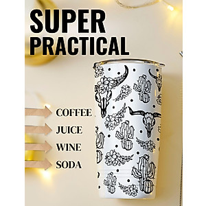 Onebttl Texas Gifts Western Gifts for Women, Texas Cow Girls Gift, 20oz Stainless Steel Tumbler with Lid Straw, Perfect for Christmas