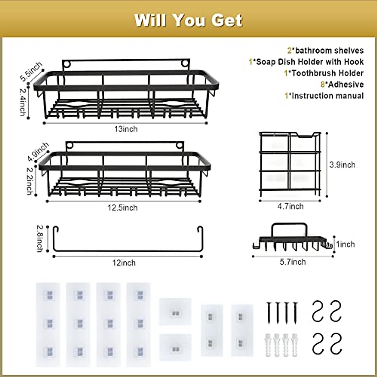 TOVE KNIGHTY shower organizer,shower caddy,shower shelves,bathroom organizer