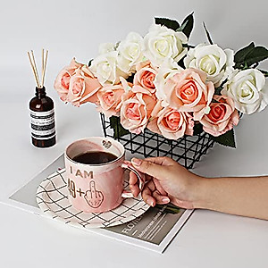 50th Birthday Gifts for Women - Funny Turning 50 Year Old Birthday Gift Ideas for Wife, Mom, Daughter, Sister, Aunt, Best Friends, BFF, Coworkers - Fabulous Pink Marble Mug, Ceramic 11.5oz Coffee Cup