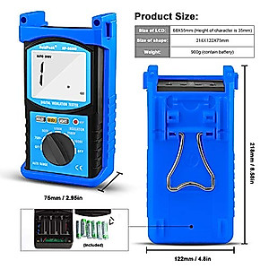 HOLDPEAK Digital Insulation Resistance Tester HP-6688B 100V/250V/500V/1000V/2500V/5000V Voltage Test, 200G Ohms Megohmmeter 2000 Counts Backlight, Auto Ranging, Data Hold (Battery Included)