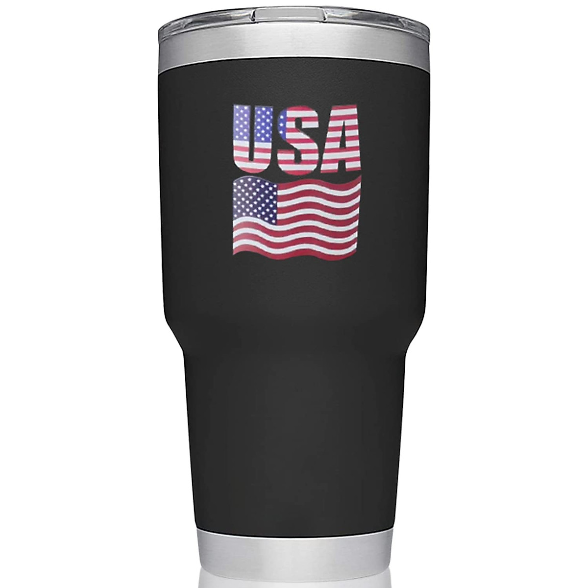 AAFEEN Black Coffee Tumbler Cup 30 oz | Double Walled Insulated Flask | Rust Proof Stainless Steel Hot and Cold Tumbler with Magslider Lid | Tea, Coffee Travel Mug for Men & Women with USA Flag Logo