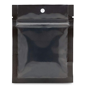 PouchWorth 100 Pack 3.5"x4.5" Mylar Clear/Black Nylon Resealable Flat Bags Heat Seal Zipper Lock Reusable Storage Pouches for Zip Food Storage Lock Packaging with Tear Notches