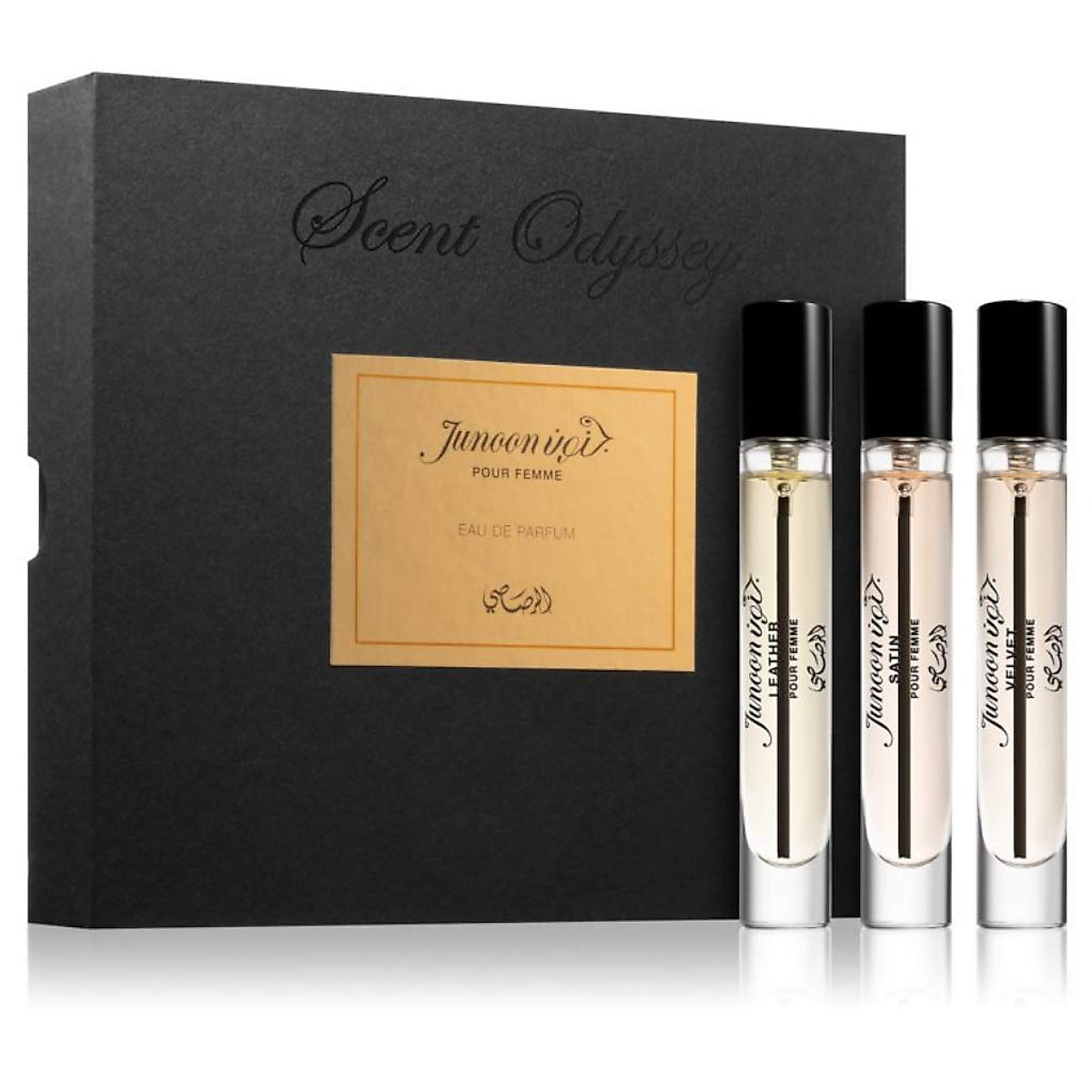 RASASI Scent Odyssey Junoon Pour Femme Collection - 7.5ML in Set of 3 | Experience this Series of Sophisticated Modern Orientals | Velvet, Leather, and Satin
