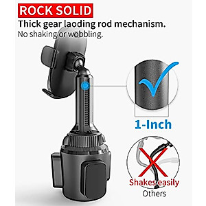 APPS2Car Solid Cup Holder Phone Mount for Car Truck with Quick Extension Long Arm Fast Swivel Adjustable Height 360 Rotatable, Low Profile Universal Mobile Mount Compatible with All Cell Phone iPhone