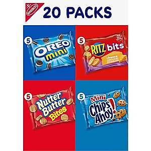 Nabisco Classic Mix Variety Pack, OREO Mini, CHIPS AHOY! Mini, Nutter Butter Bites, RITZ Bits Cheese, 20 Snack Packs