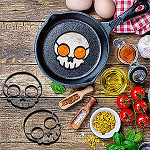 SFASTER Halloween Silicone Egg Mold, Skull Silicone Egg Mold, Breakfast Omelet Mold, Silicone Egg Pancake Ring Shaper, Egg Frying Mold Cooking Tools for DIY Kitchen Accessories (2 Pack)
