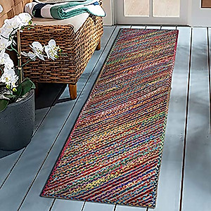 CASAVANI 100% Ecofriendly Hand Braided Rug Geometric Multipurpose Multicolor Jute & Cotton Rug Best Uses for Indoor Hall Room Gateway Runner Rug & Balcony 2.6x4 2.6x8 6x6 Feet Square
