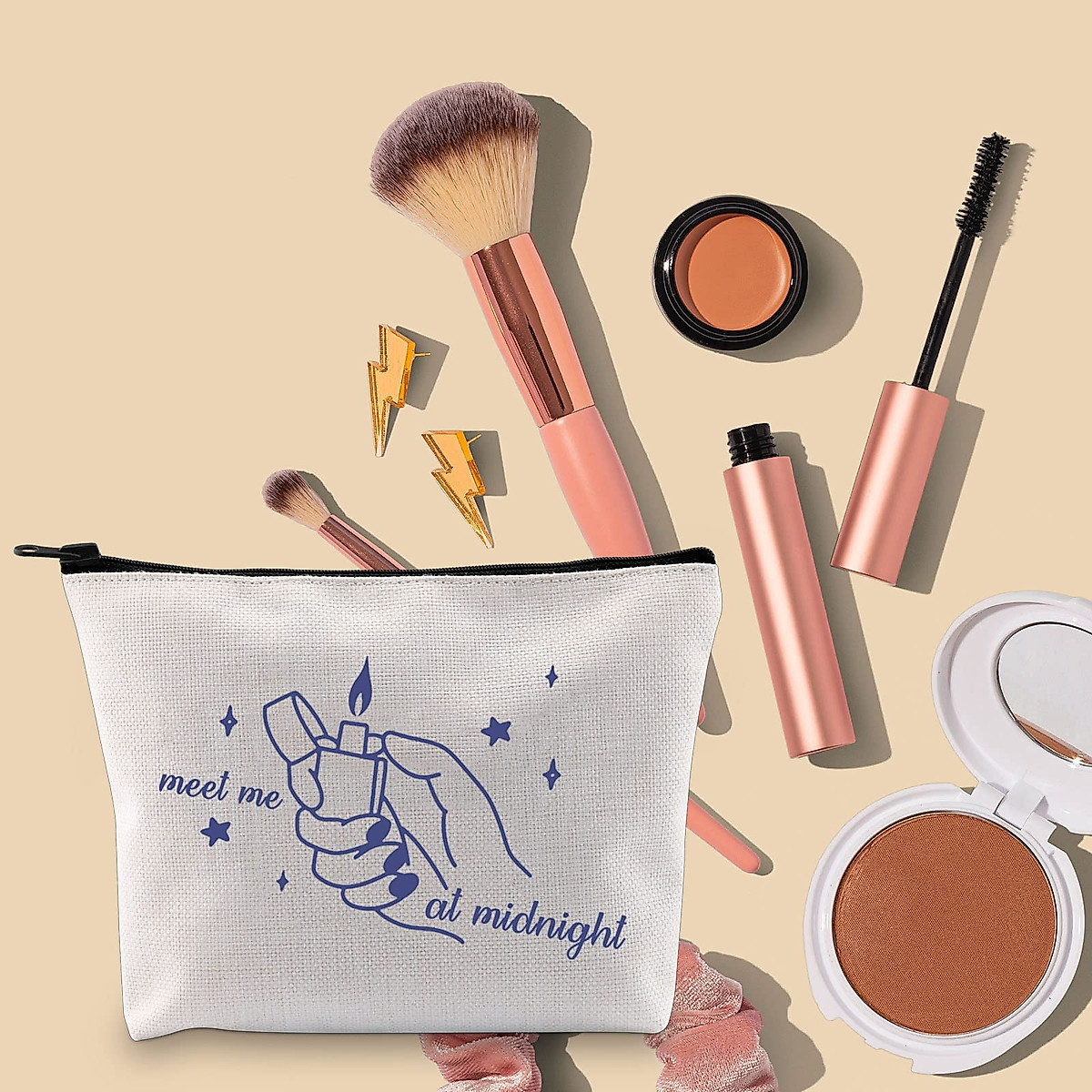 TOBGB Album Gift For Fan Singer Inspired Song Lyrics Zipper Cosmetic Bag Singer's Merchandise Music Lover Gift (Lighter Meet Me)