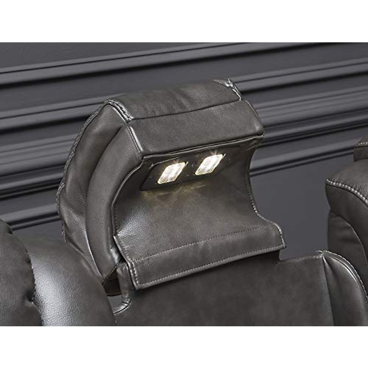 Signature DESIGN BY ASHLEY Turbulance Power Reclining Sofa with USB Charging Port, Dark Gray