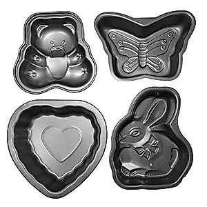 cocojeia - Mini Cake Pans - Set of 4 Designs - 4 Inch Cake Pan - Mini Cake Pans For Baking - Mini Cake Mold - Shaped Baking Molds - Small Baking Pans - Individual Shaped Cake Pans-Grp1–Animals