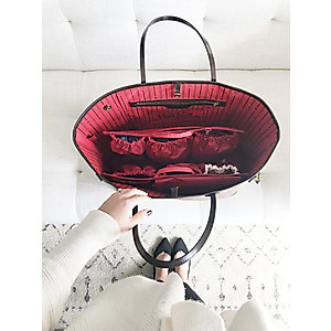 ToteSavvy – Original Tote Organizer (14x10x4”) – 11 Pockets for Changing Bag, Handbag, Backpack – Removable Insert – Stylish Divider Caddy for Essentials (Original, Luxe Red)