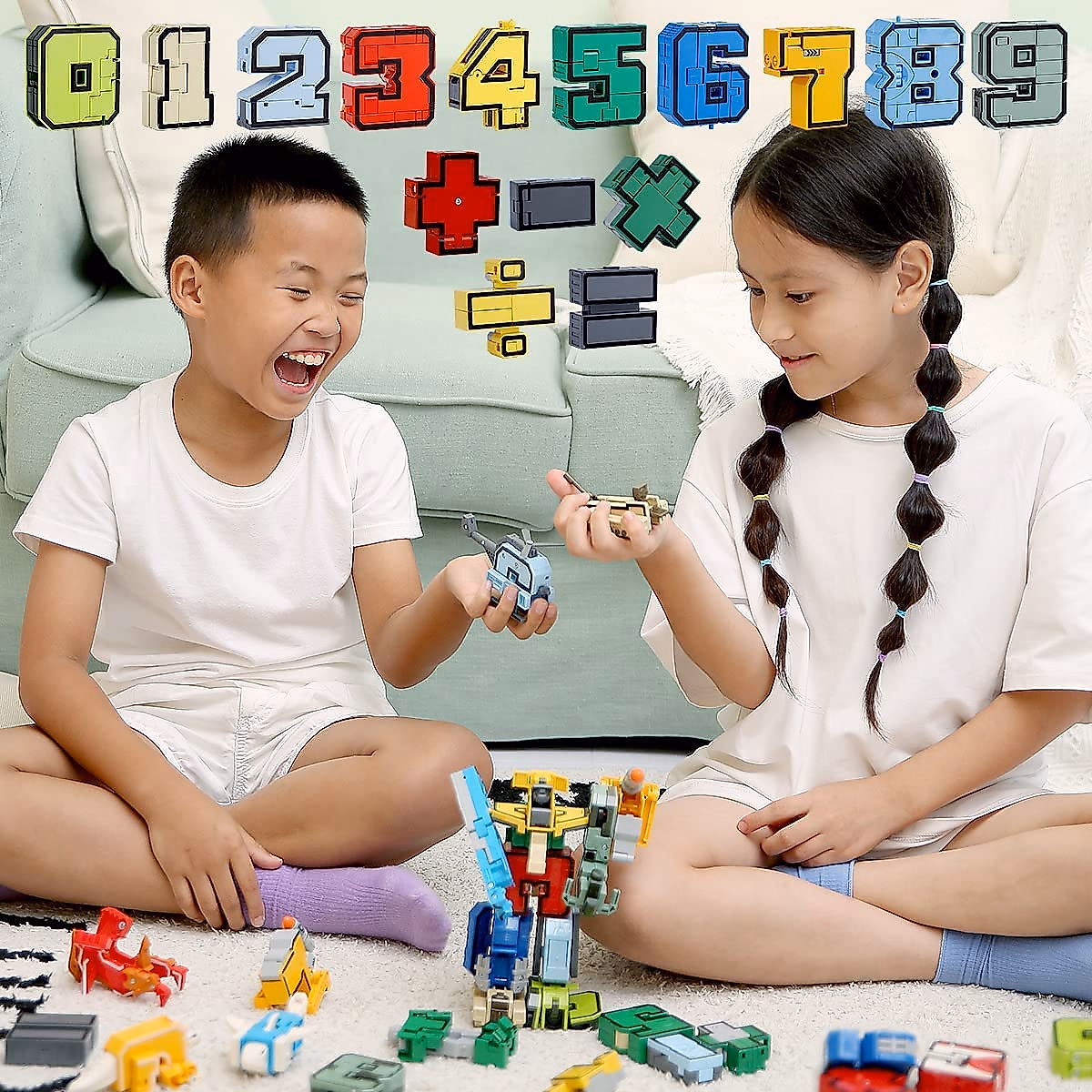 15 Pcs Number Rots Robots Transforming Blocks Toys for 3 4 5+ 6 7 8 Years Old Boys Girls Figure Toy STEM for Montessori Teaching Preschool Learning & Education Bot Bots Toys