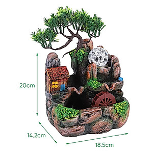 AMAVIP Rockery Stream Tabletop Fountain, Zen Meditation Indoor Waterfall Feature with Automatic Pump, for Home Office Bedroom Desk Decoration (Style 3)